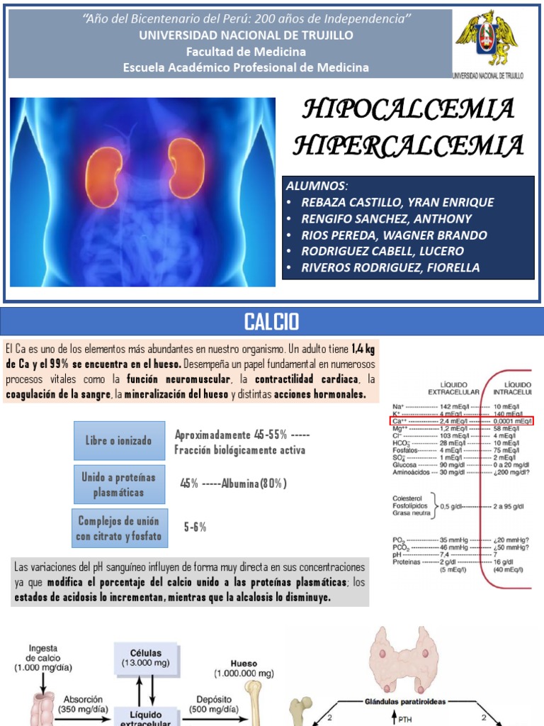 Hipercalcemia e Hipocalcemia | PDF | Fisiología | Especialidades Medicas