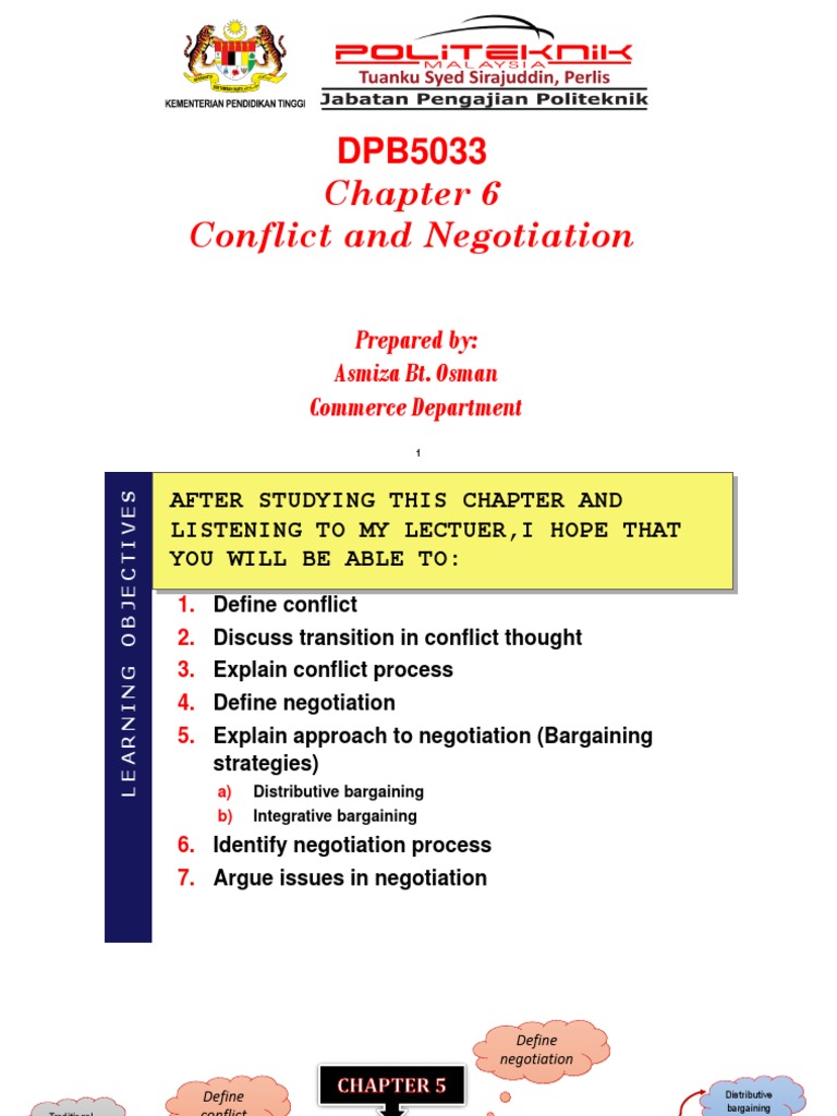 DPB5033 Chapter 6-Conflict and Negotiation-Mm | PDF | Negotiation | Bargaining