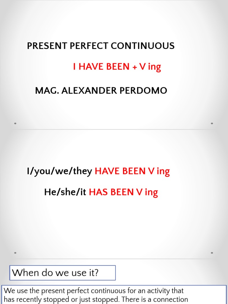 Present-Perfect-Continuous | PDF | Syntax | Linguistic Morphology