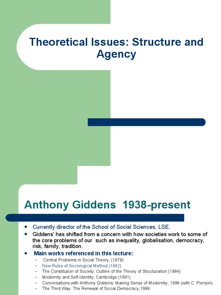 Theoretical Issues Structure and Agency | PDF | Philosophical Movements ...