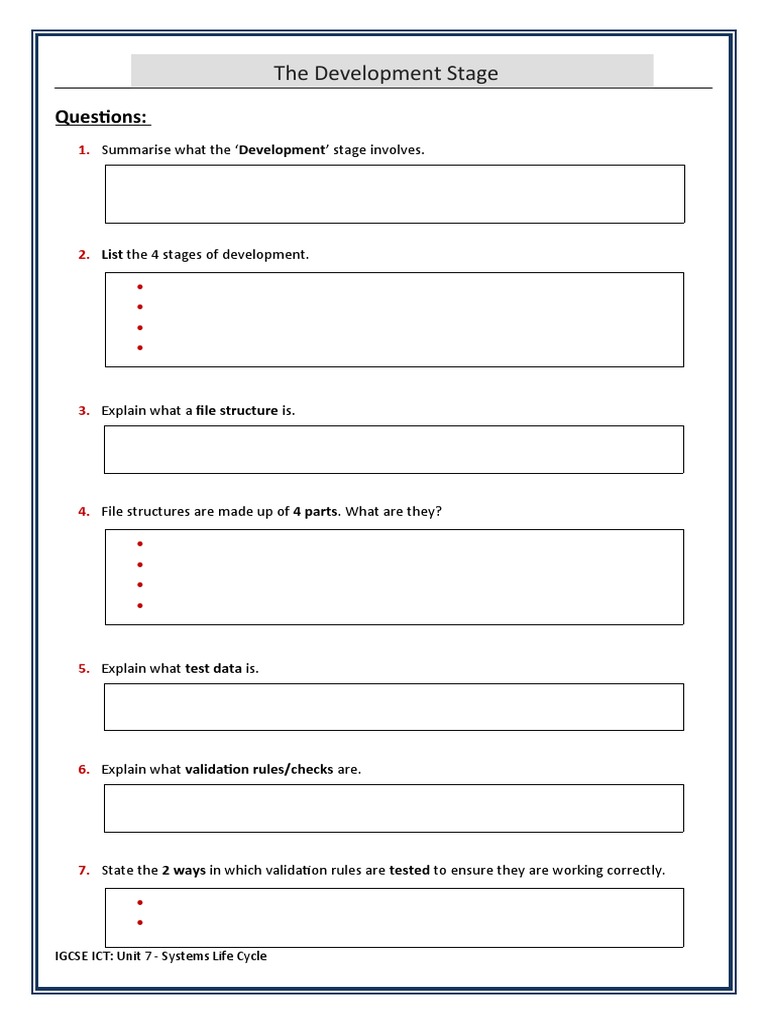 The Development Stage: Questions | PDF