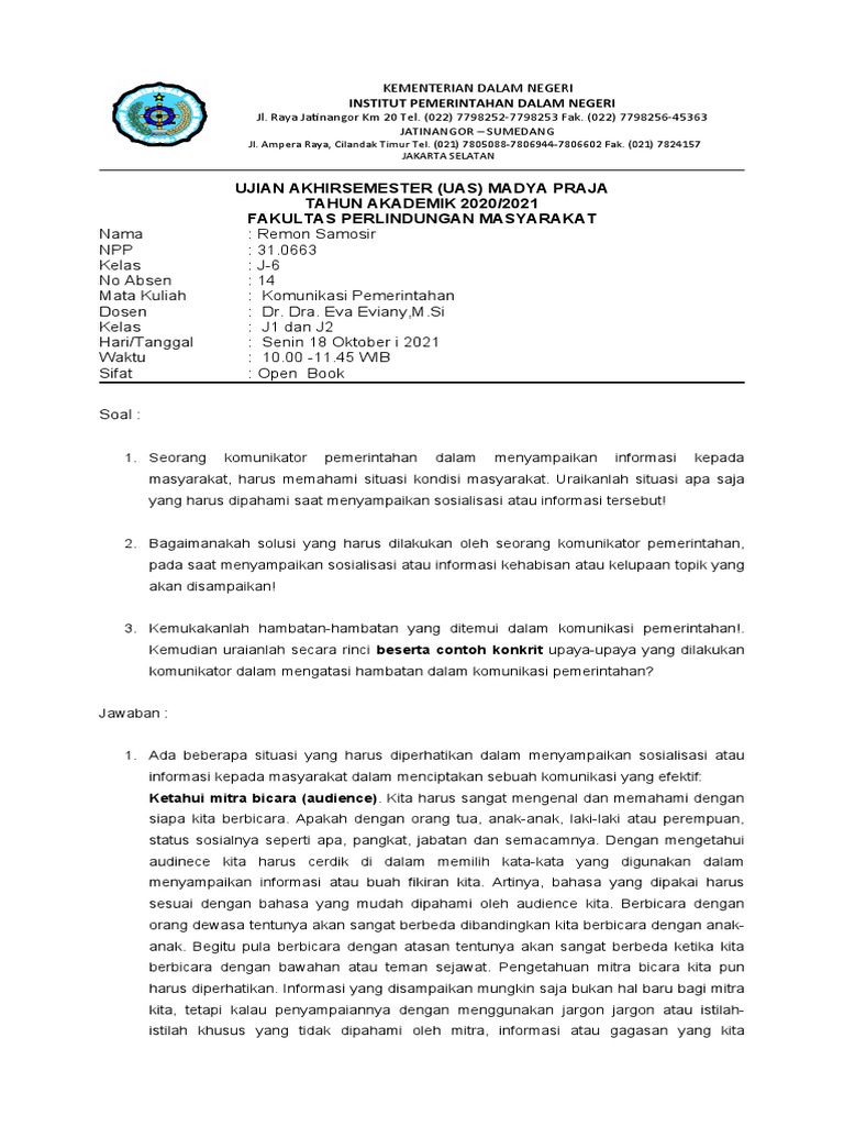 Komunikasi Efektif dalam Pemerintahan | PDF | Karier & Perkembangan