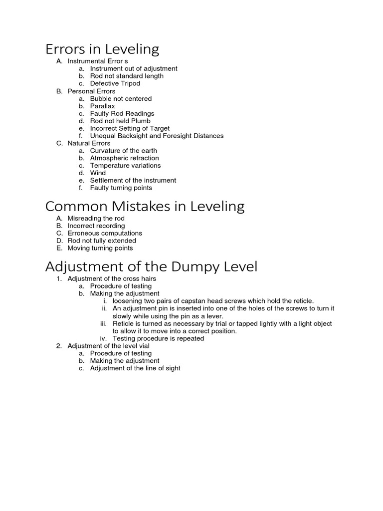 Two Peg Test and Alternative | PDF | Metrology