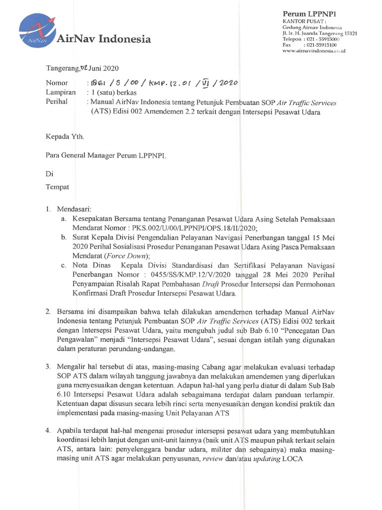 Manual AirNav Indonesia TTG Petunjuk Pembuatan SOP Air Traffic Service ...