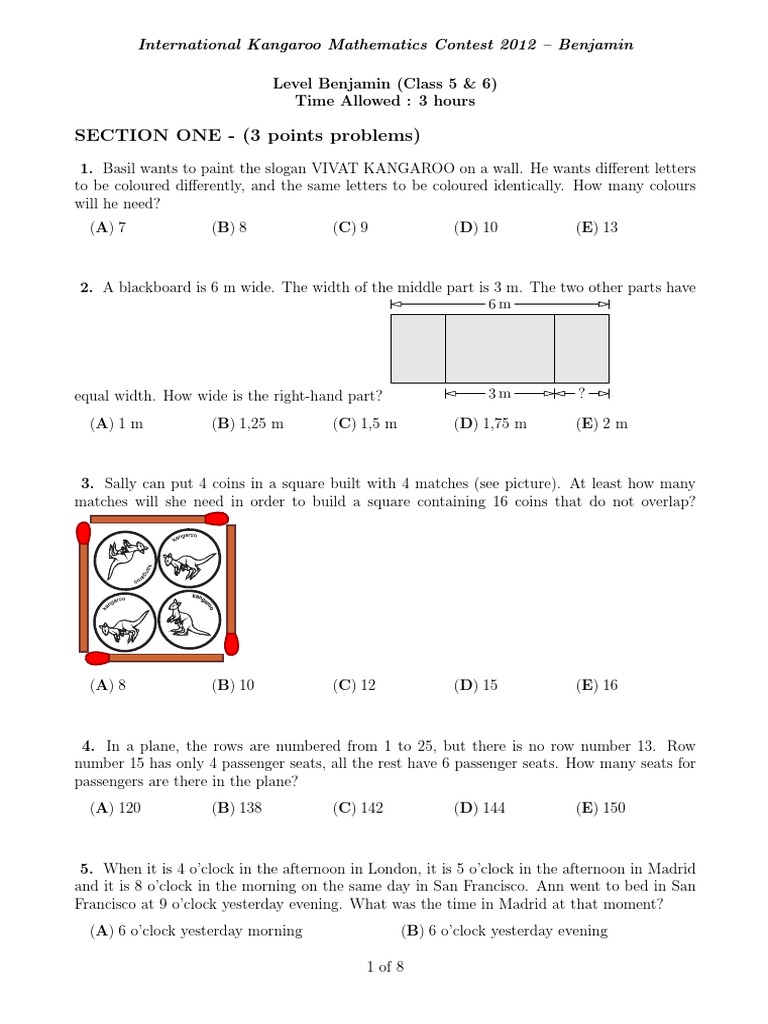 SECTION ONE - (3 Points Problems) | PDF | Area | Elementary Geometry