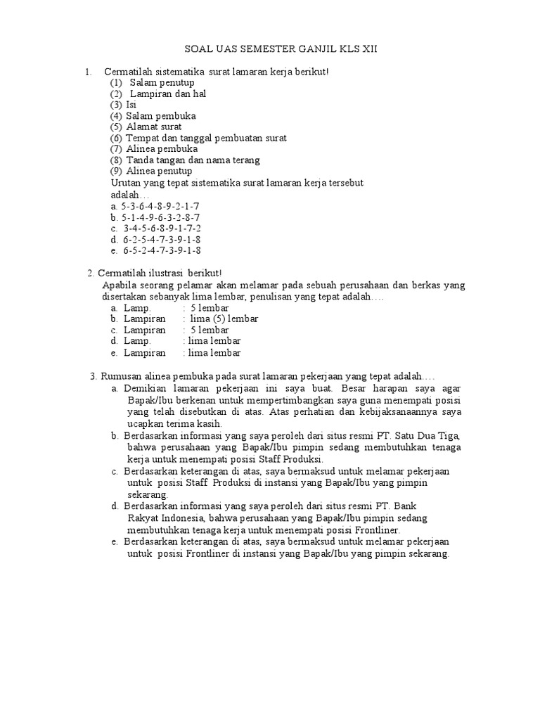 Soal Uas Semester Ganjil Kls Xii | PDF
