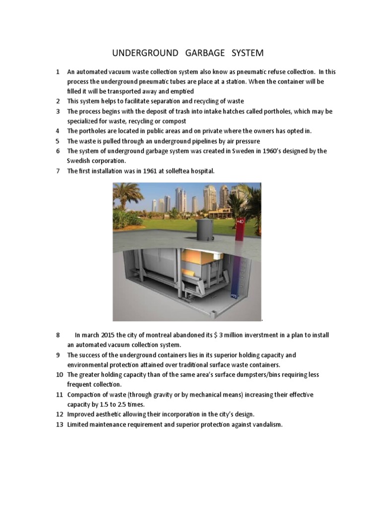 Underground Garbage System | PDF | Waste