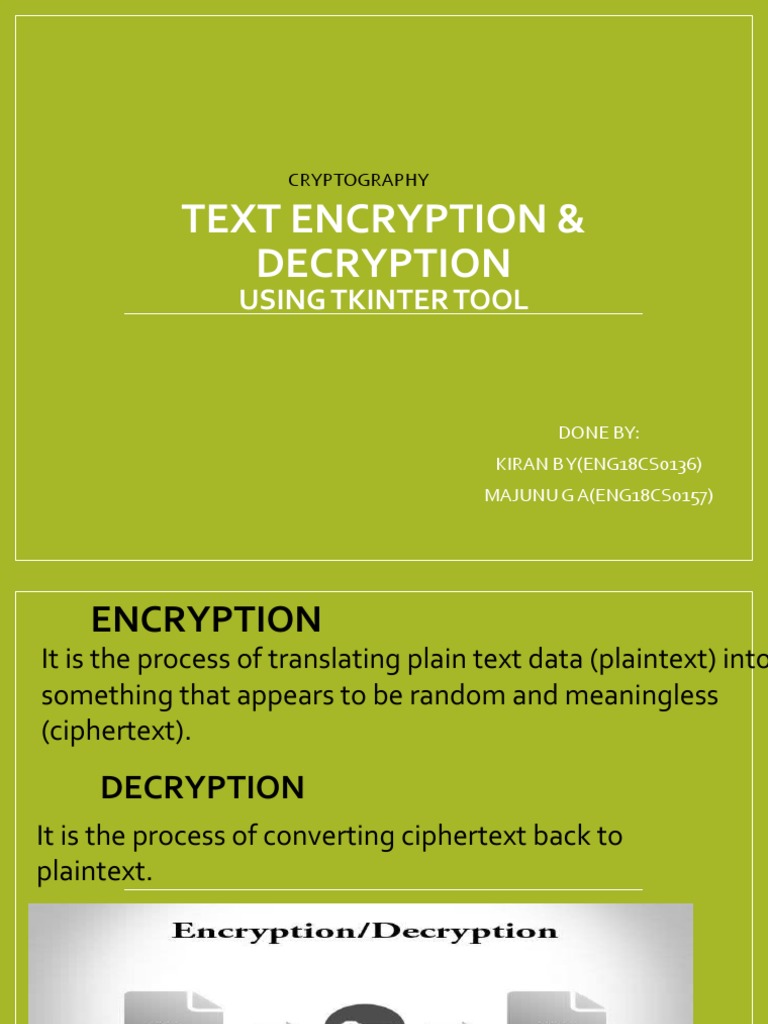 Text Encryption And Decryption Using Tkinter Tool Pdf
