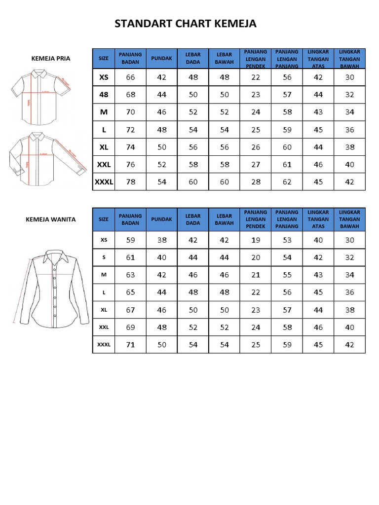 Size Chart KEMEJA | PDF