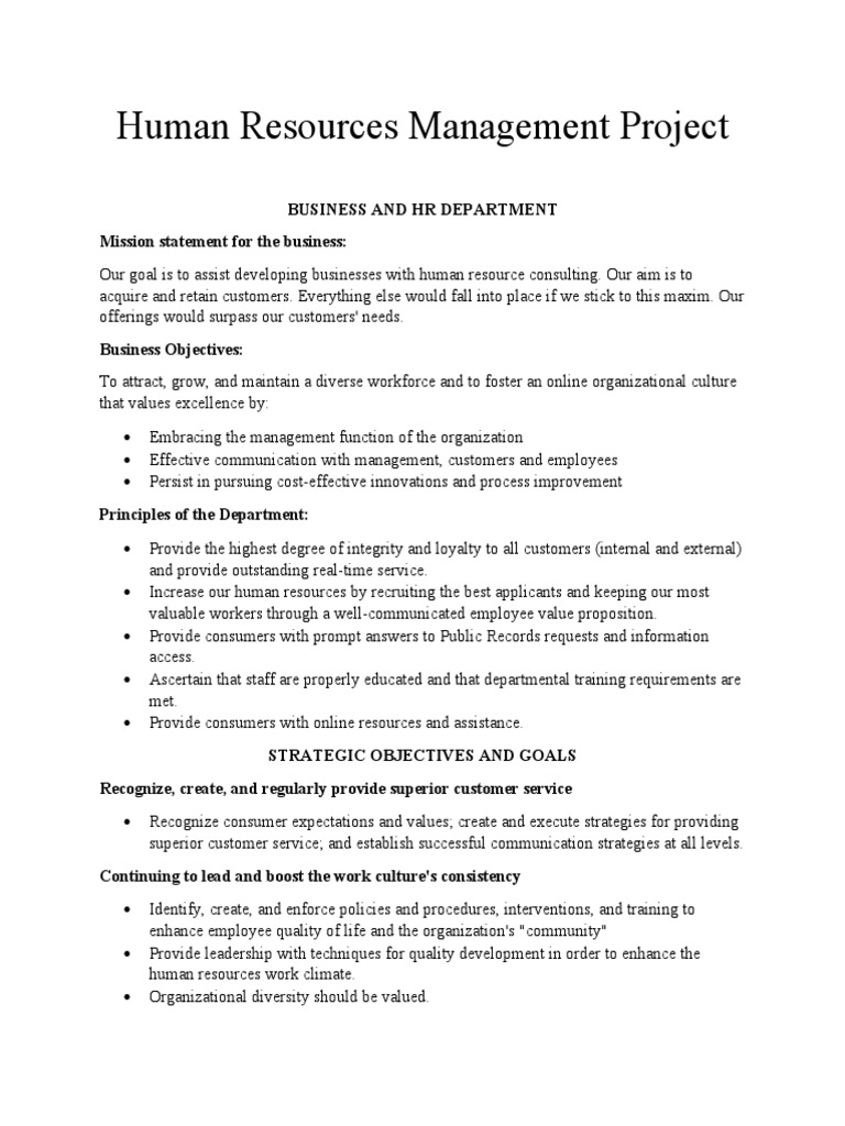 Human Resources Management Project | PDF | Human Resources | Human ...
