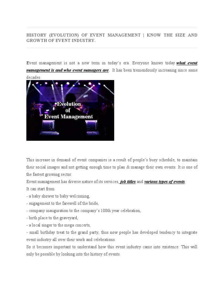 Evolution of Event Management Industry | PDF | Cleopatra | Internet
