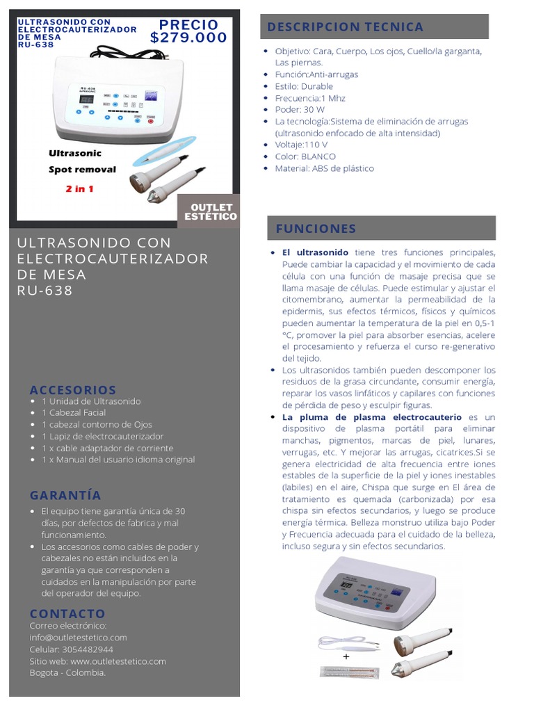 Manual de Ultrasonido RU-638 | PDF | Ultrasonido | Piel