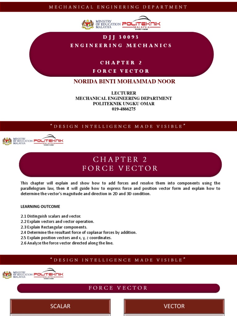 DJJ30093 Chapter 2 | PDF | Euclidean Vector | Force