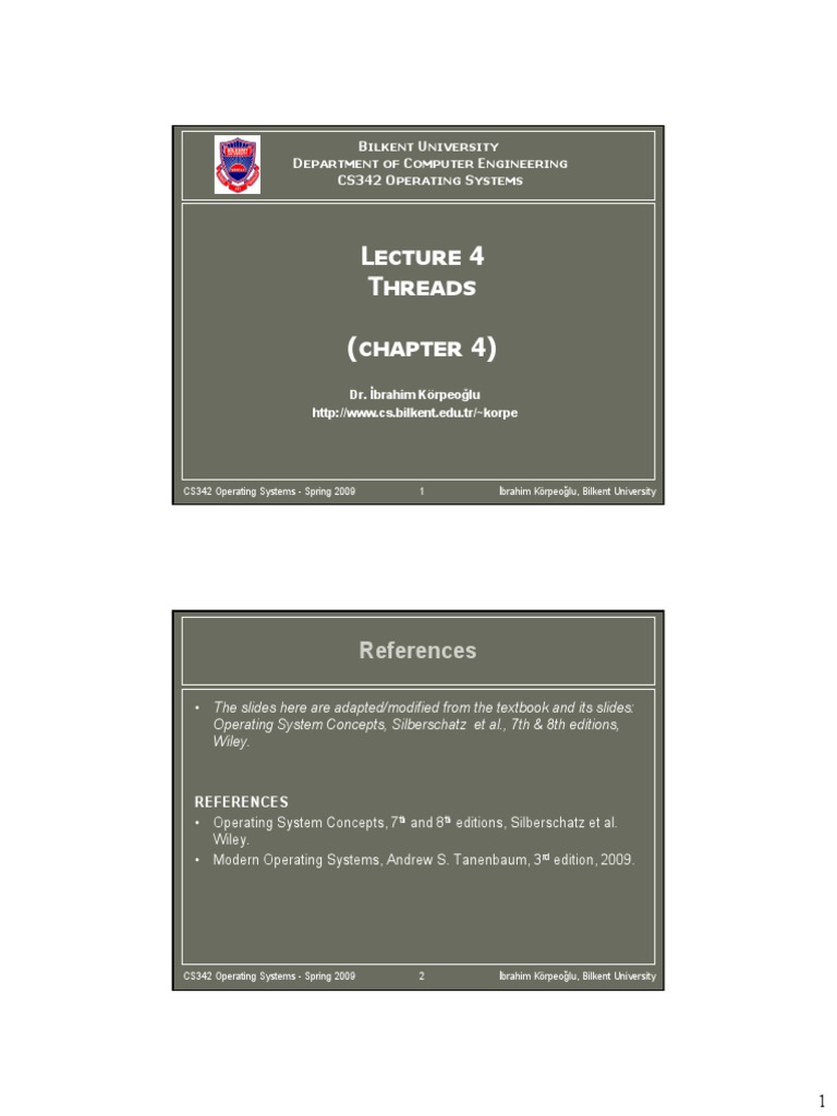 Lecture4 Threads | PDF | Thread (Computing) | Process (Computing)