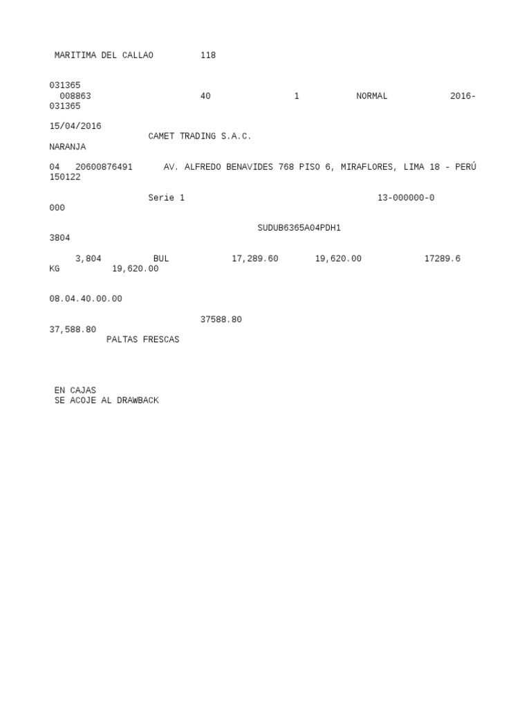 Formato A1 de La Declaracion Unica de Aduanas | PDF