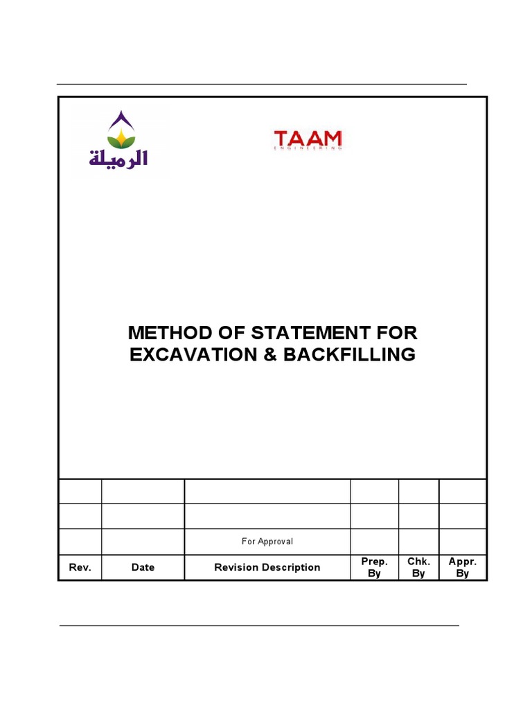 Excavation and Backfilling Method Statement | PDF | Concrete | Deep ...