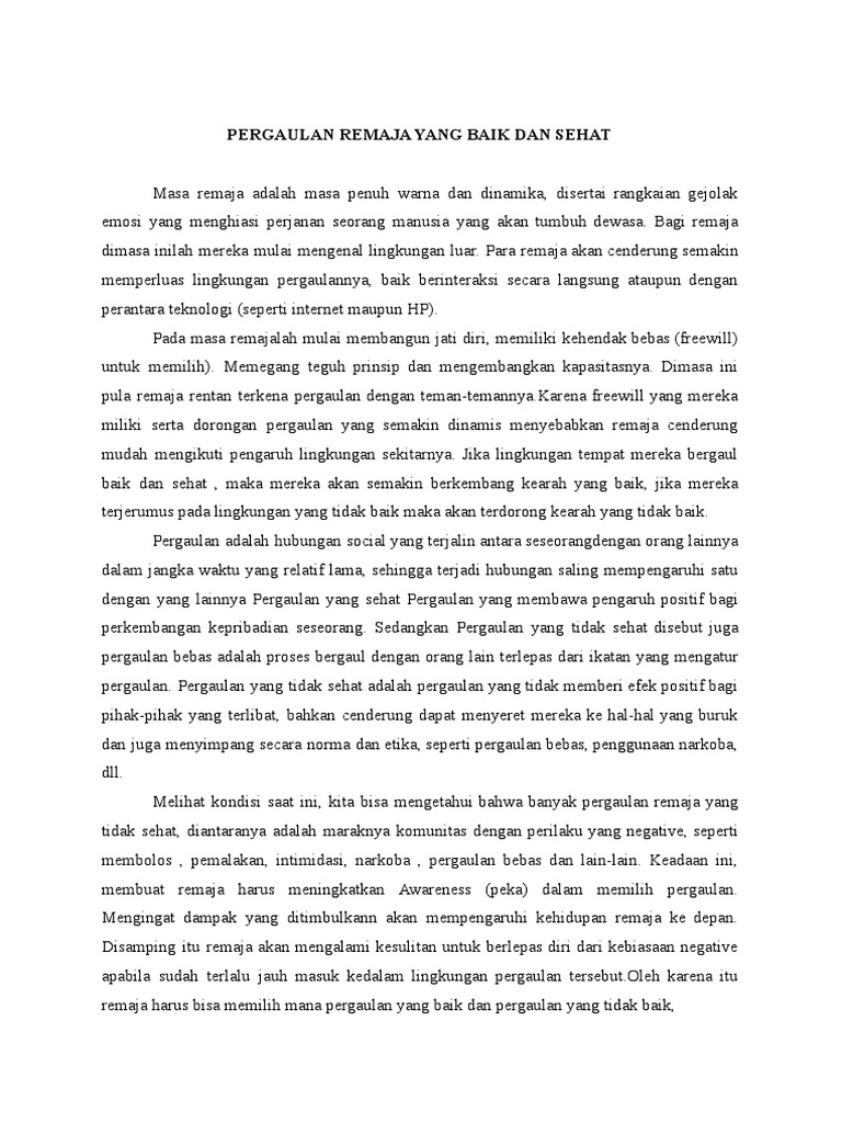 Pergaulan Sehat untuk Remaja Produktif | PDF