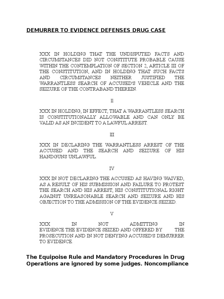 Demurrer To Evidence Defenses Drug Case | PDF | Burden Of Proof (Law ...