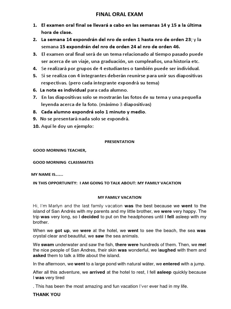 Final Oral Exam 10 K | PDF | Travel