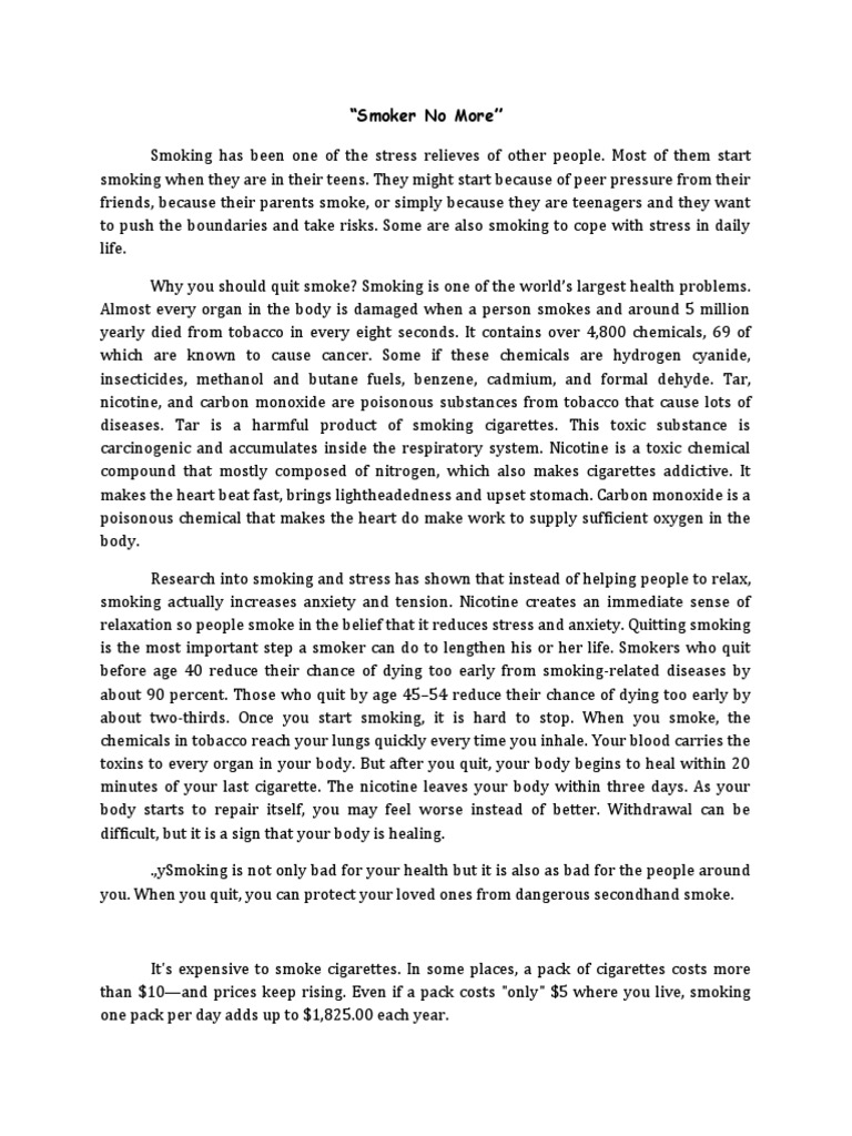 Persuasive Essay | PDF | Tobacco Smoking | Addiction