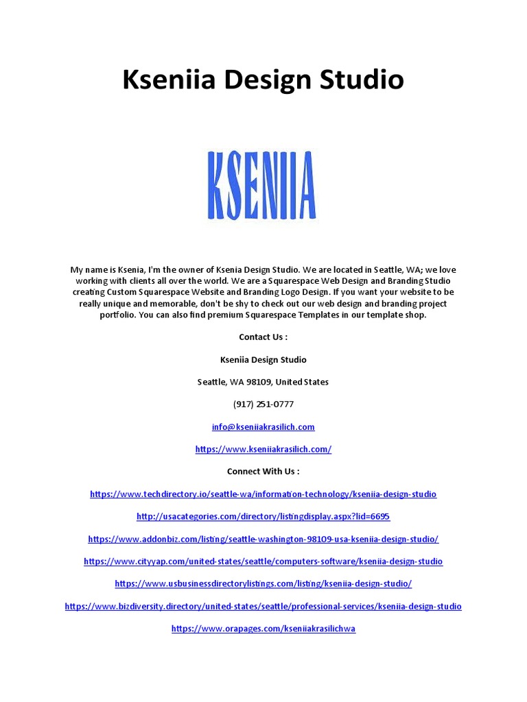 Kseniia Design Studio | PDF | Career & Growth | Computers