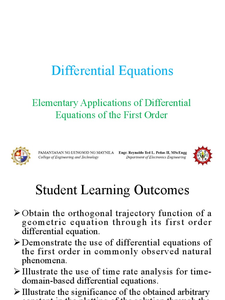 04 Differential Equations Elementary Applications of ODE PDF | PDF ...