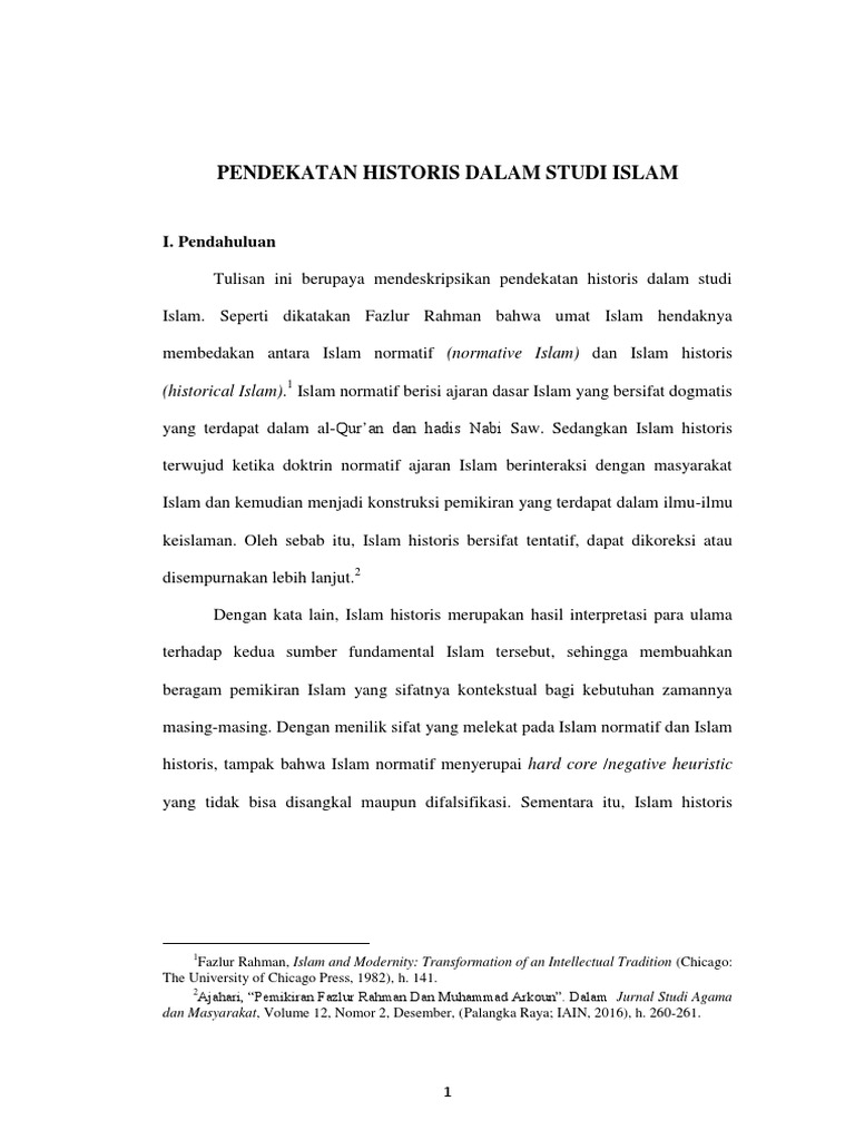 Pendekatan Historis dalam Studi Islam | PDF | Agama & Spiritualitas