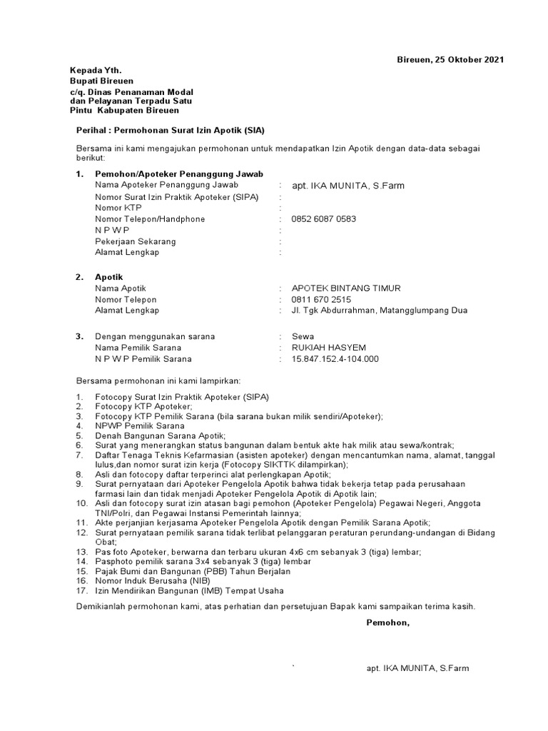 Form Pengajuan Sia | PDF