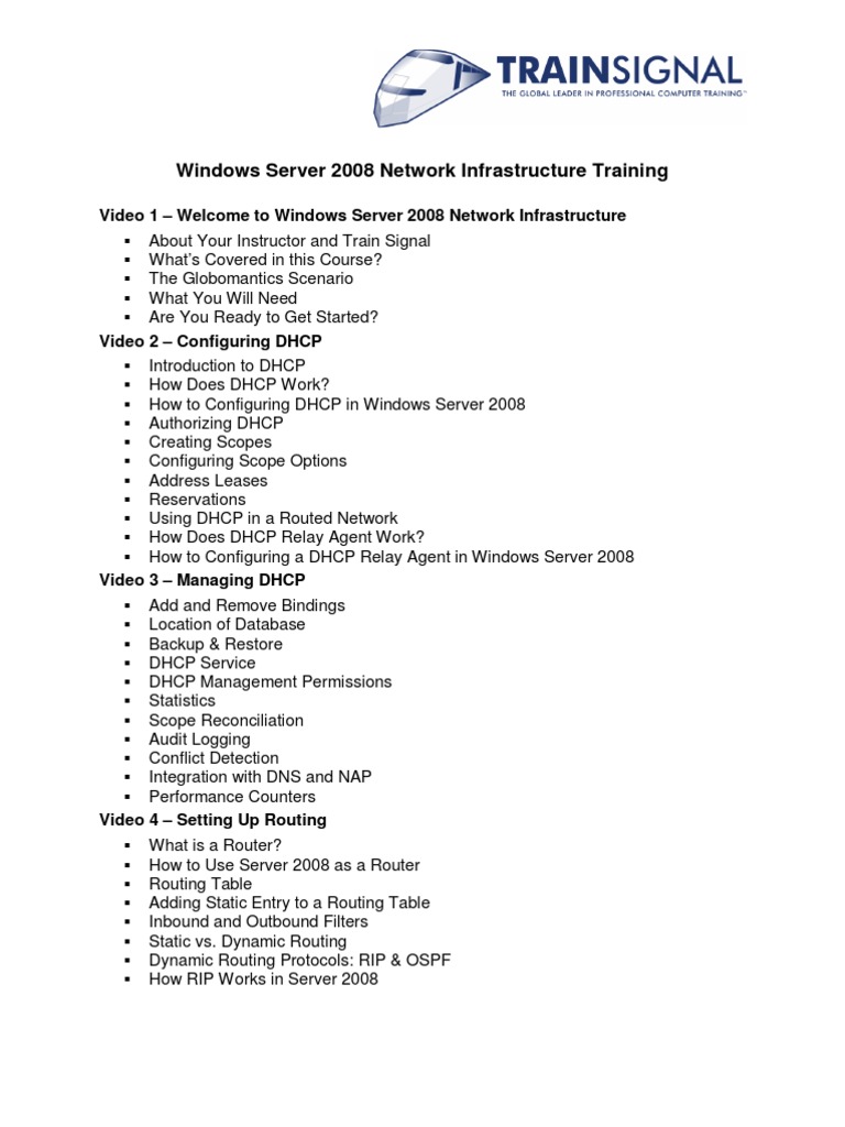 Video 1 - Welcome To Windows Server 2008 Network Infrastructure | PDF ...