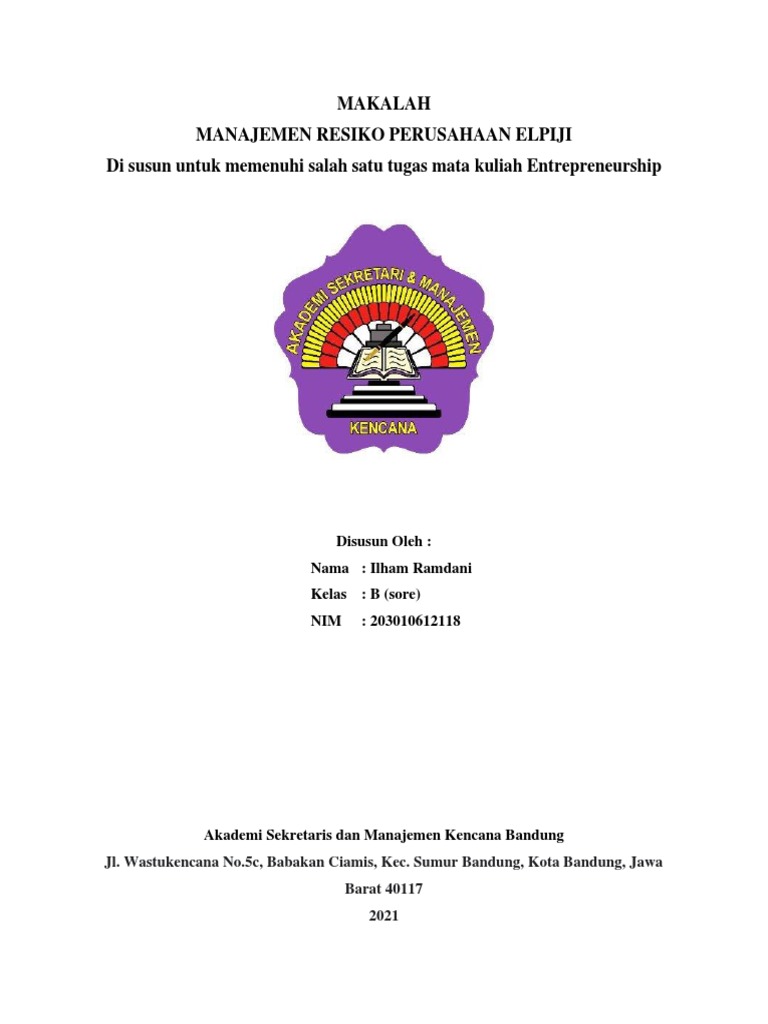 Makalah Resiko Perusahaan Elpiji - Ilham Ramdani - 2030106218 | PDF ...