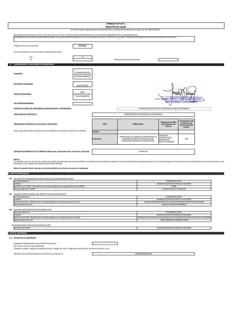 Formato7c Registro IOARR Reparacion Agricola | PDF | Oferta (economía) | Optimización Matemática