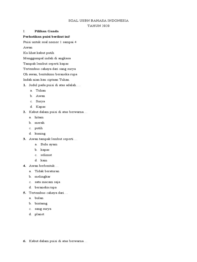 Soal Bahasa Indonesia SDLB Tunarungu | PDF