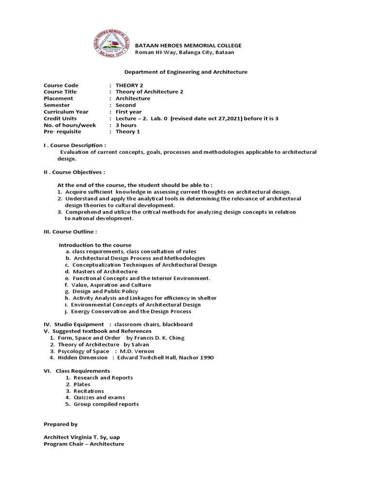 ARCH 125 Theory of Architecture 2 | PDF