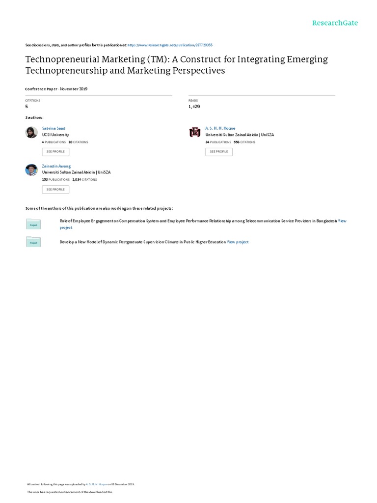 Technopreneurial Marketing2019 | PDF | Marketing | Entrepreneurship