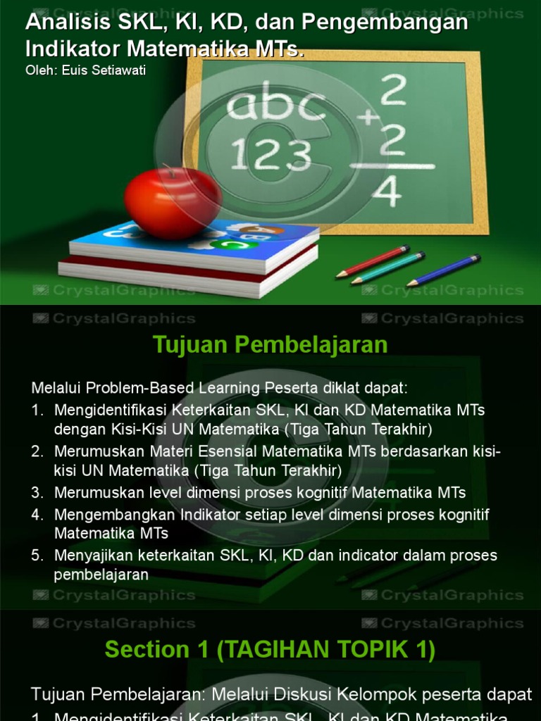Analisis SKL, KI, KD Dan Pengembangan Indikator Matematika MTs. | PDF ...