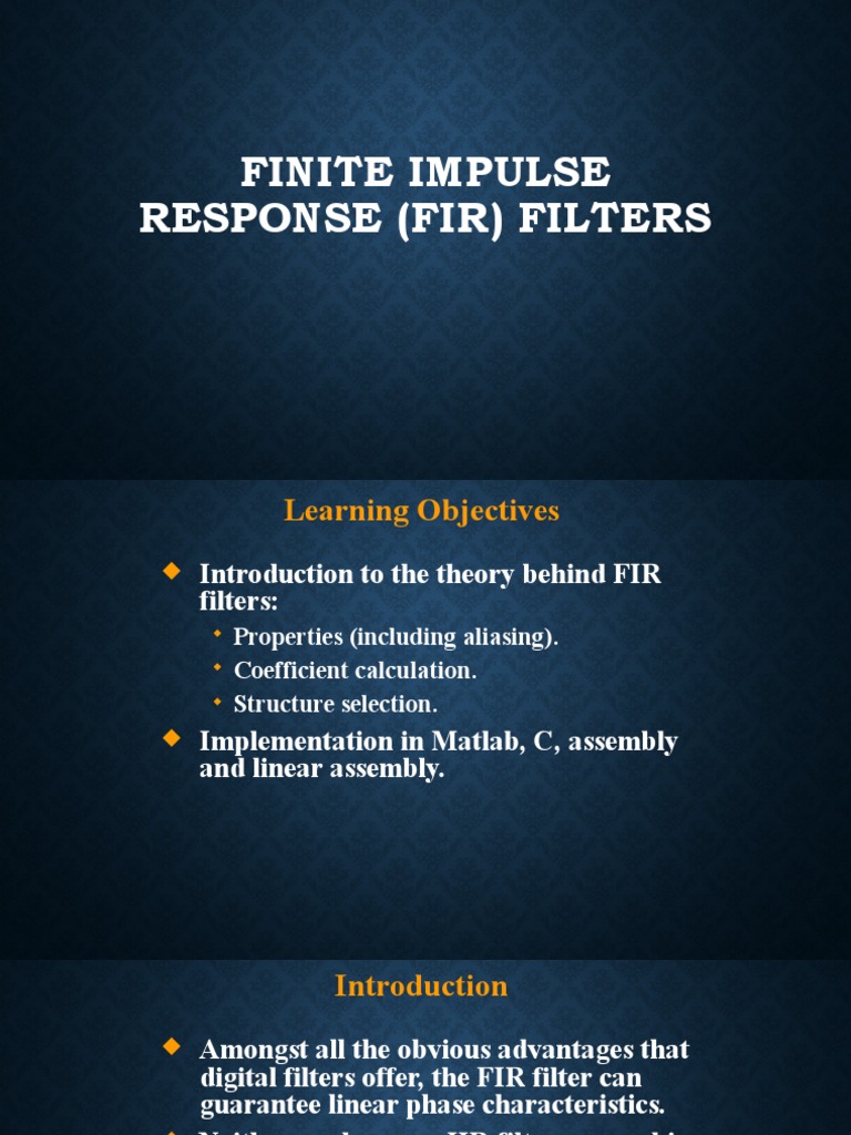 Finite Impulse Response (FIR) Filters | PDF | Applied Mathematics ...