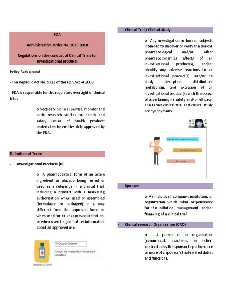 FDA Administrative Order No. 2020-0010 Regulations On The Conduct of ...