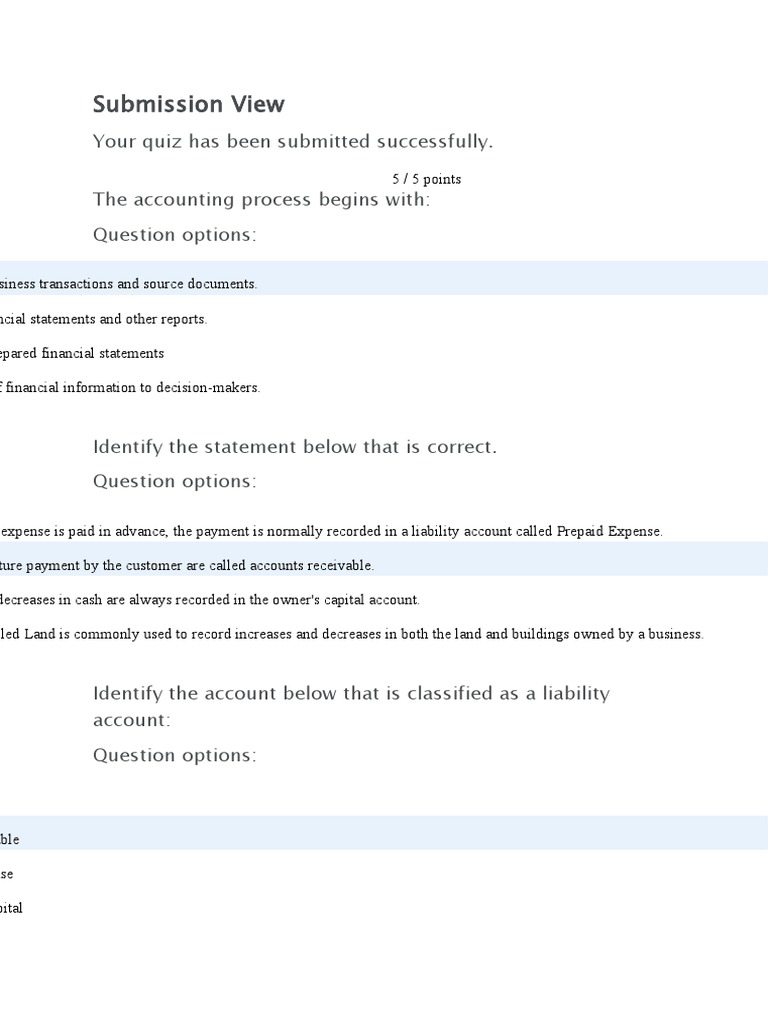 Quiz - Accounting | PDF | Debits And Credits | Financial Services Quiz - Accounting | PDF | Debits And Credits | Financial Services