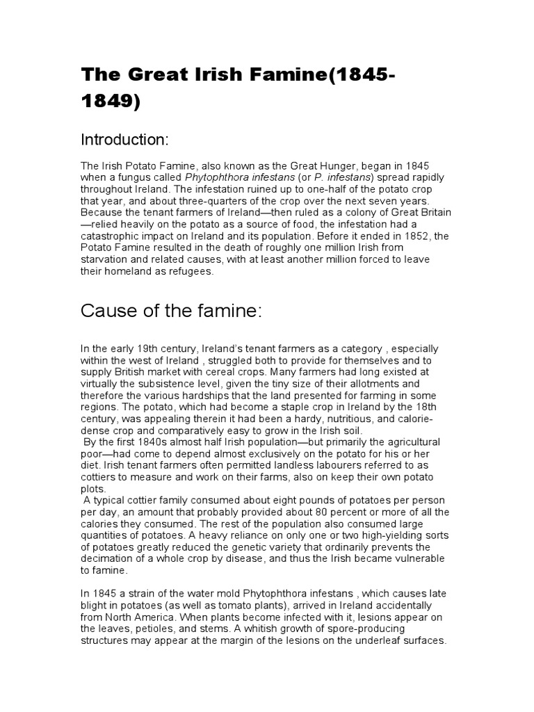 The Great Irish Famine | PDF | Great Famine (Ireland) | Potato