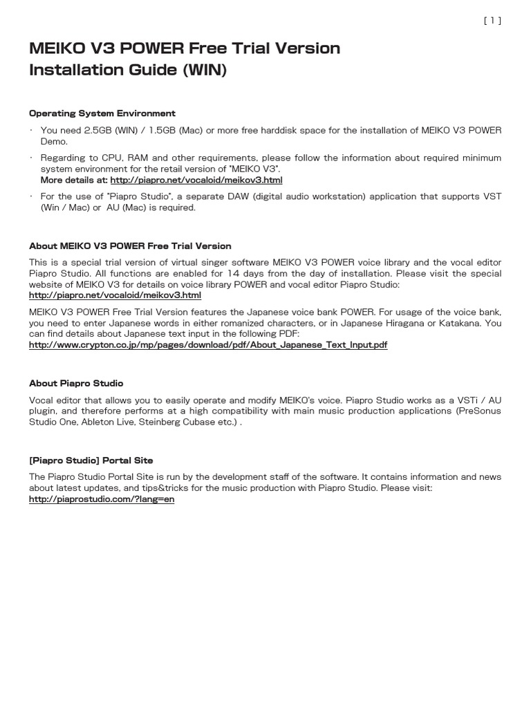 MEIKO V3 POWER Free Trial Version Installation Guide (WIN) : Operating ...