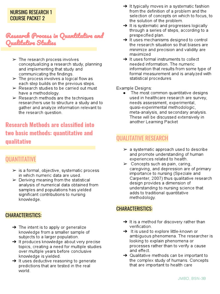 Nursing Research Course Packet 2 | PDF | Qualitative Research ...