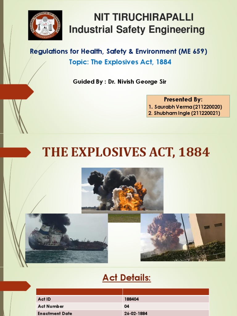 Regulating Explosives for Safety: An Analysis of The Explosives Act ...