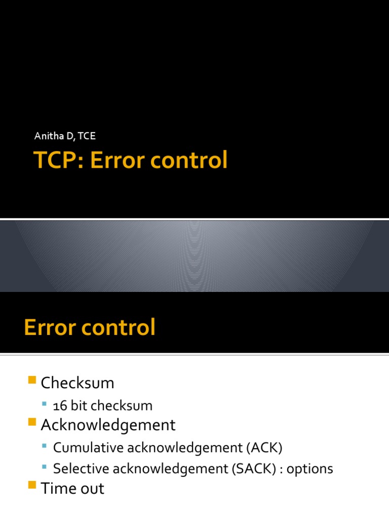 TCP Error Control | PDF | Transmission Control Protocol | Computer ...