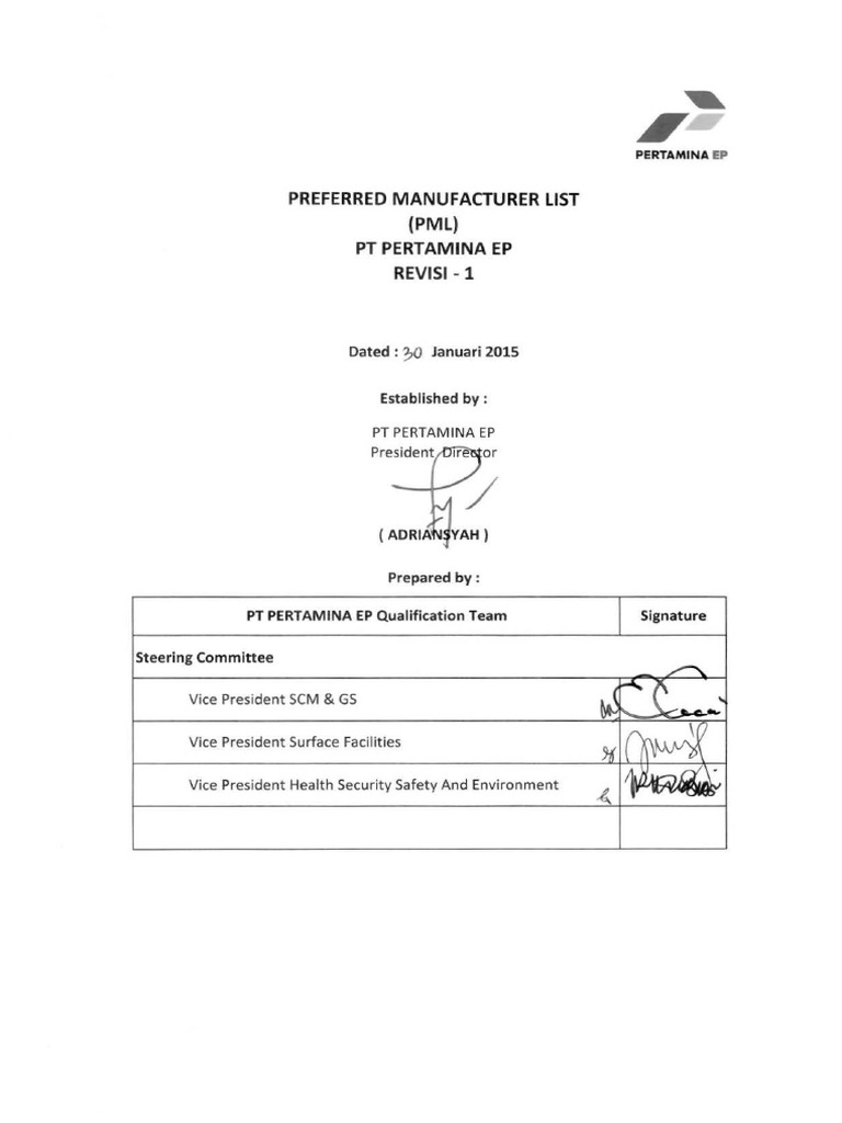 PML PT Pertamina Ep 2015 Rev.1 | PDF | Companies | Electrical Engineering