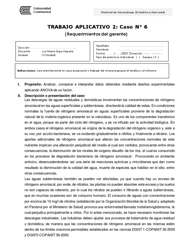 Caso 6 Anova CB | PDF | Amoníaco | Nitrógeno