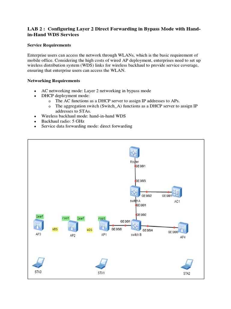 LAB 2: Configuring Layer 2 Direct Forwarding in Bypass Mode With Hand-in-Hand WDS Services ...