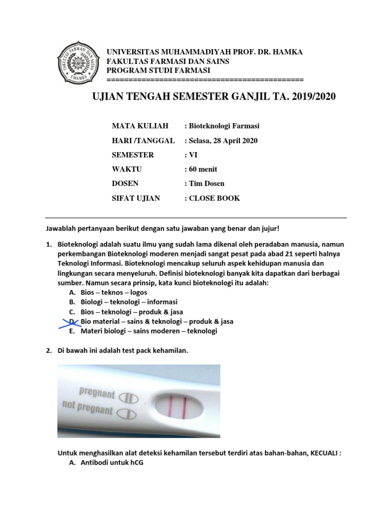 Jawaban Soal Uts Biotek Bu Etin 2020 Semester 6 | PDF