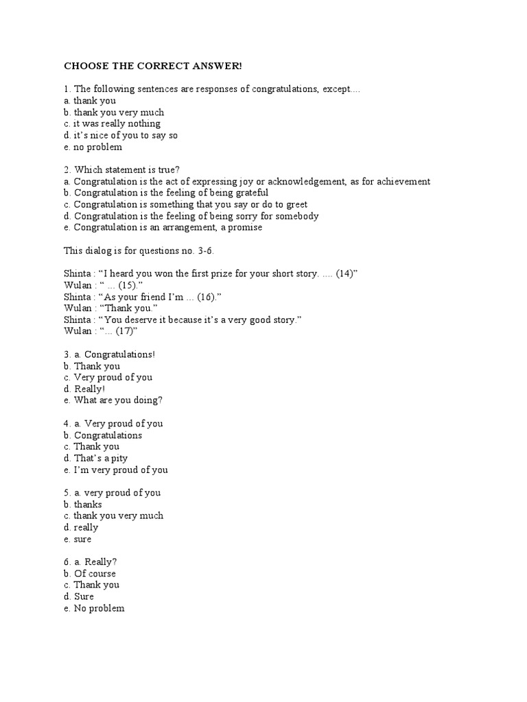 Choose The Correct Answer! | PDF