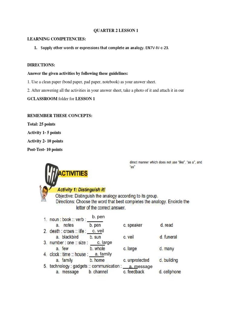 Q2 Lesson 1 - Word Analogy | PDF