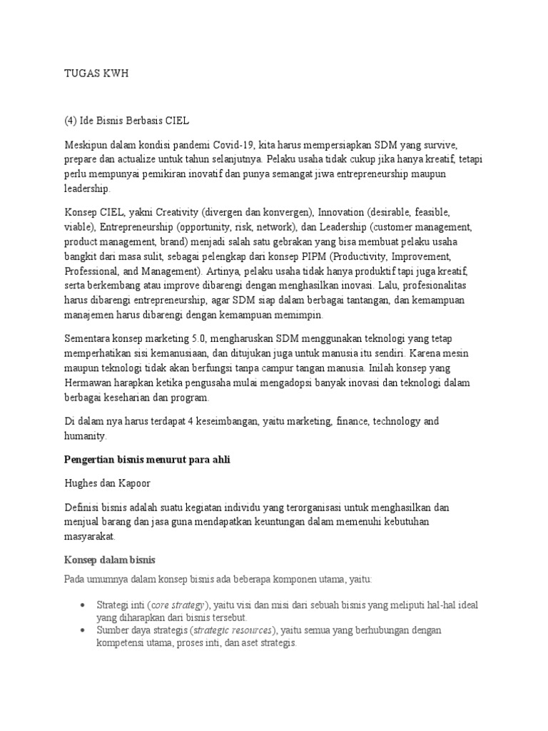 TUGAS KWH Kslruhan | PDF | Karier & Perkembangan | Bisnis